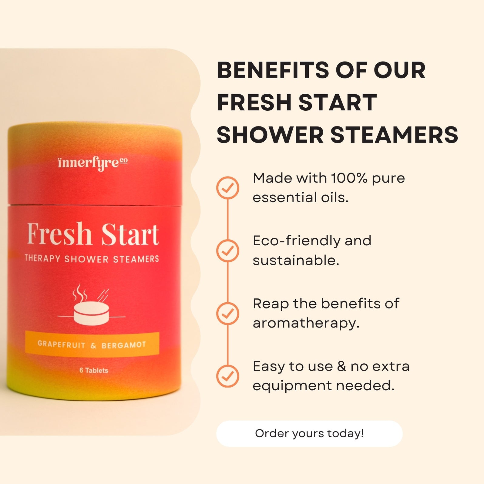 Fresh Start Shower Steamer | Grapefruit & Bergamot — Innerfyre Co